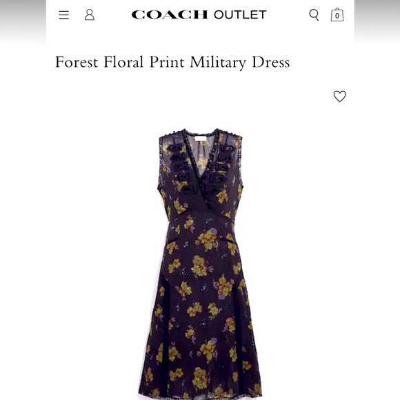 Coach | Dresses | Coach Size 4 Blackgreen Forest Floral Print Military ...